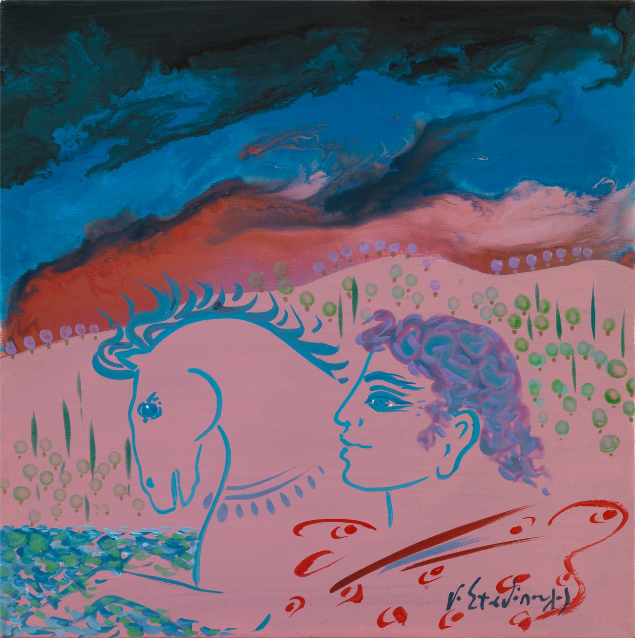 Young with horse Painting By Giorgos Stathopoulos at Sianti Gallery